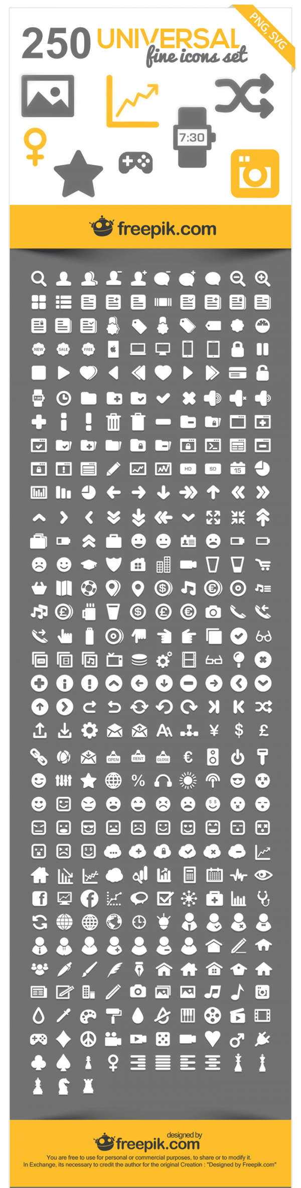 250 Free Universal Icons Pack