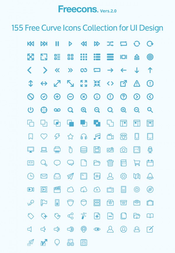 155 Free Curved Icons for Web x UI Design